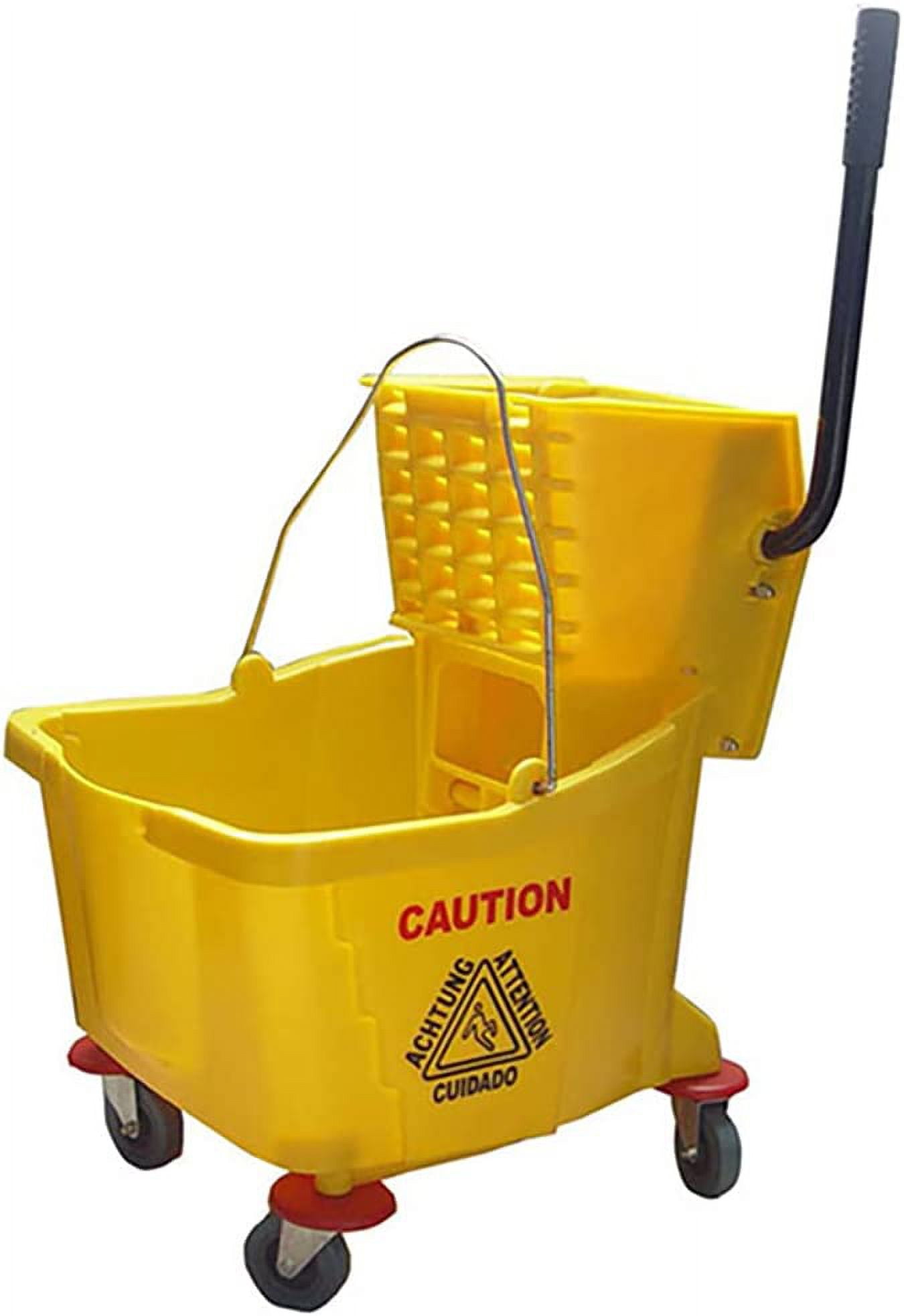 Smooth Rolling Caution Yellow 10 Gallon Mop Bucket & Wringer Combo With ...