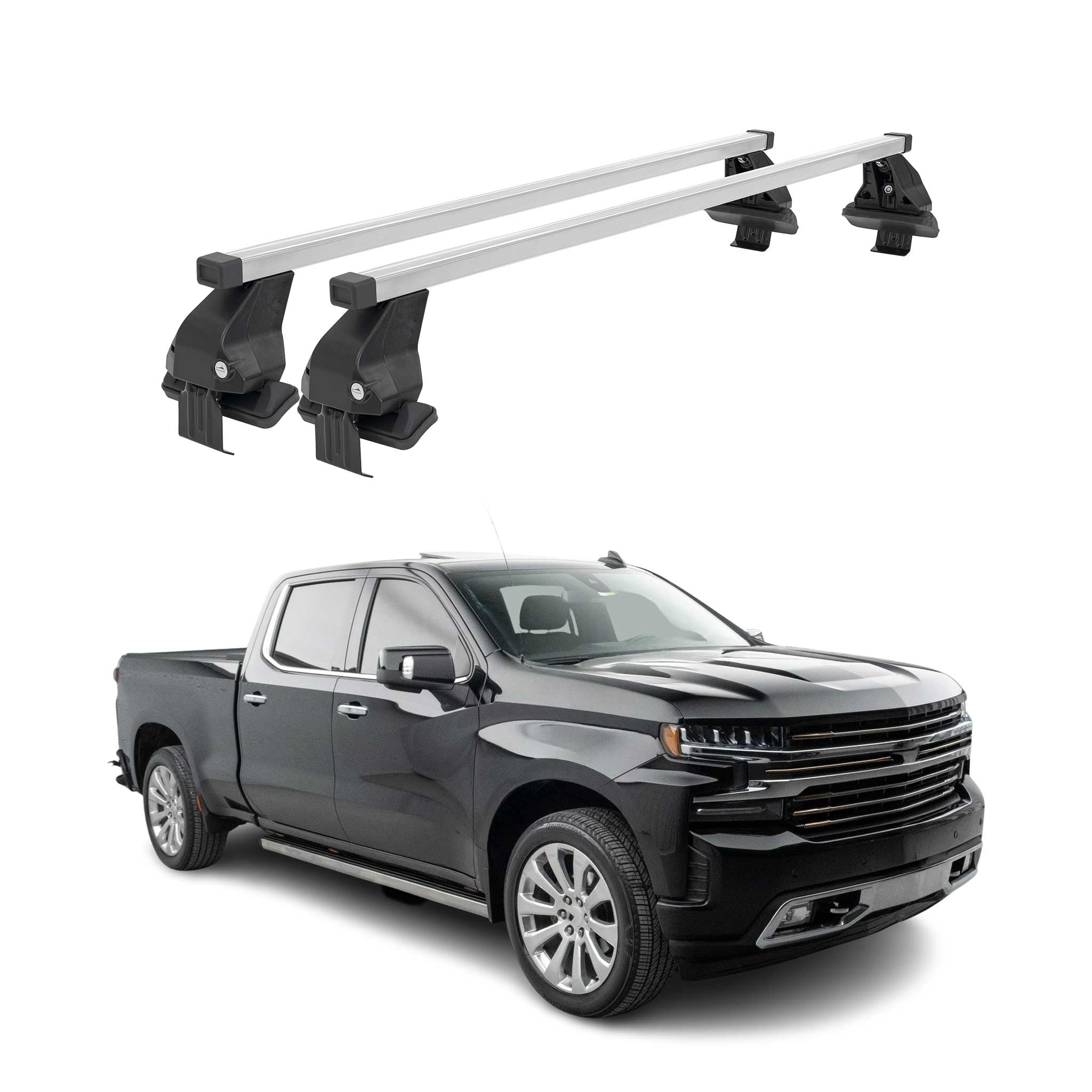 Smooth Roof Racks Cross Bars for Chevrolet Silverado 1500 2500 2019 ...