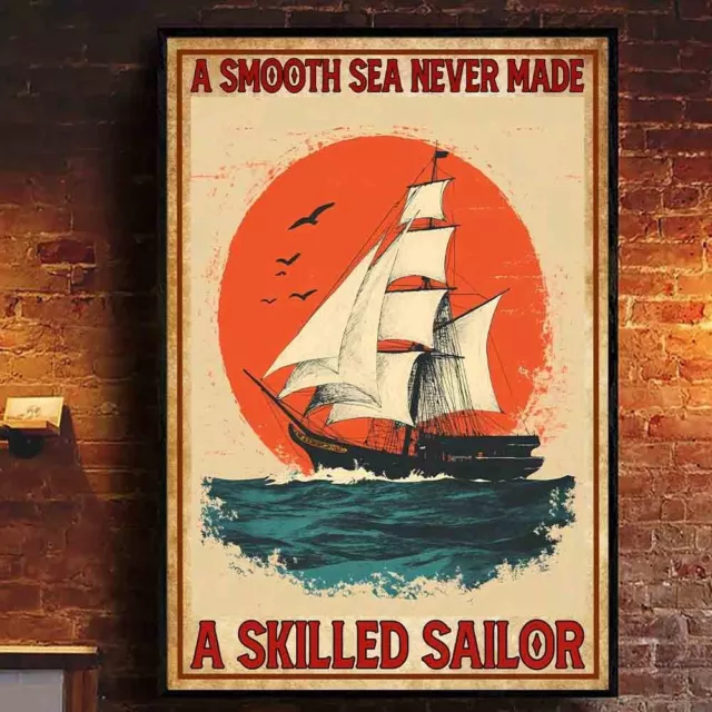 A Smooth Sea Never Made A Skilled Sailor Vintage Ships Sea Red Moon ...