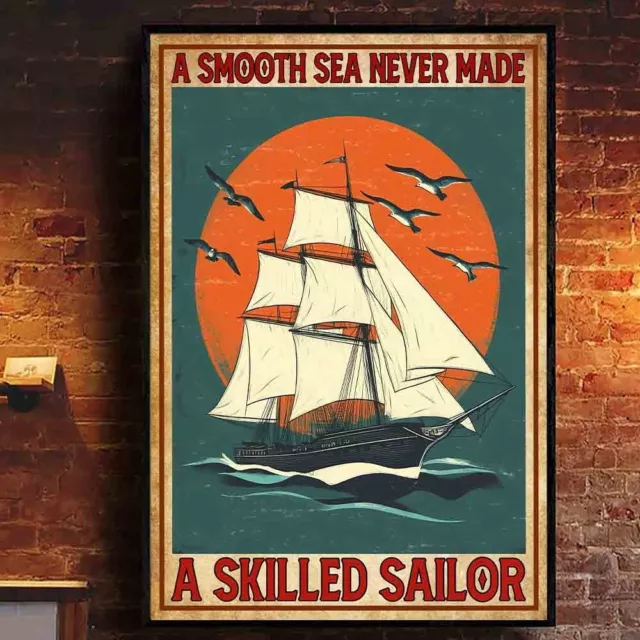 A Smooth Sea Never Made A Skilled Sailor Vintage Ships Sea Red Moon ...