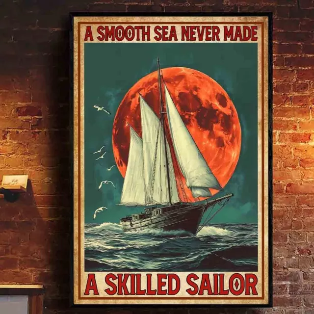 A Smooth Sea Never Made A Skilled Sailor Vintage Ships Sea Red Moon ...