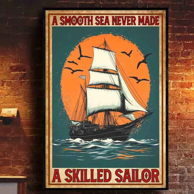 A Smooth Sea Never Made A Skilled Sailor Vintage Ships Sea Red Moon ...