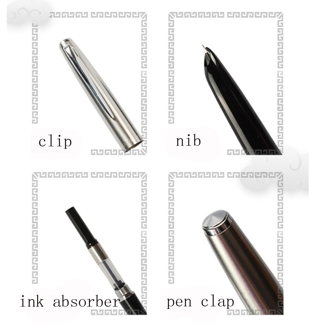 Smooth Slim Silver Deluxe JinHao 911 Fountain Pen 0.38mm Extra Fine Nib ...