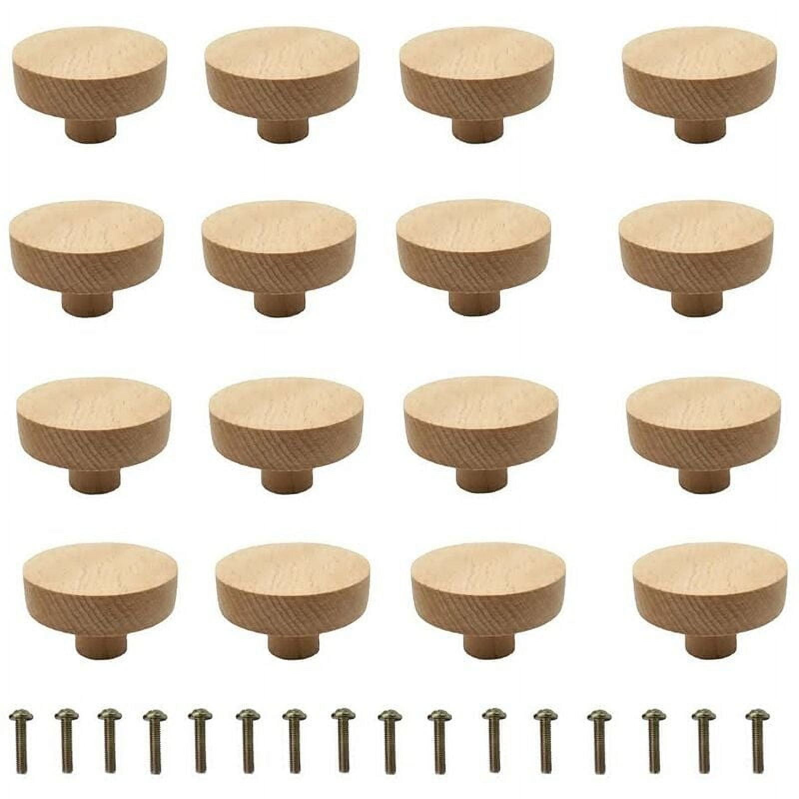 Smooth Surface Natural Wood Cabinet Knobs, Solid Wood Decorations for ...