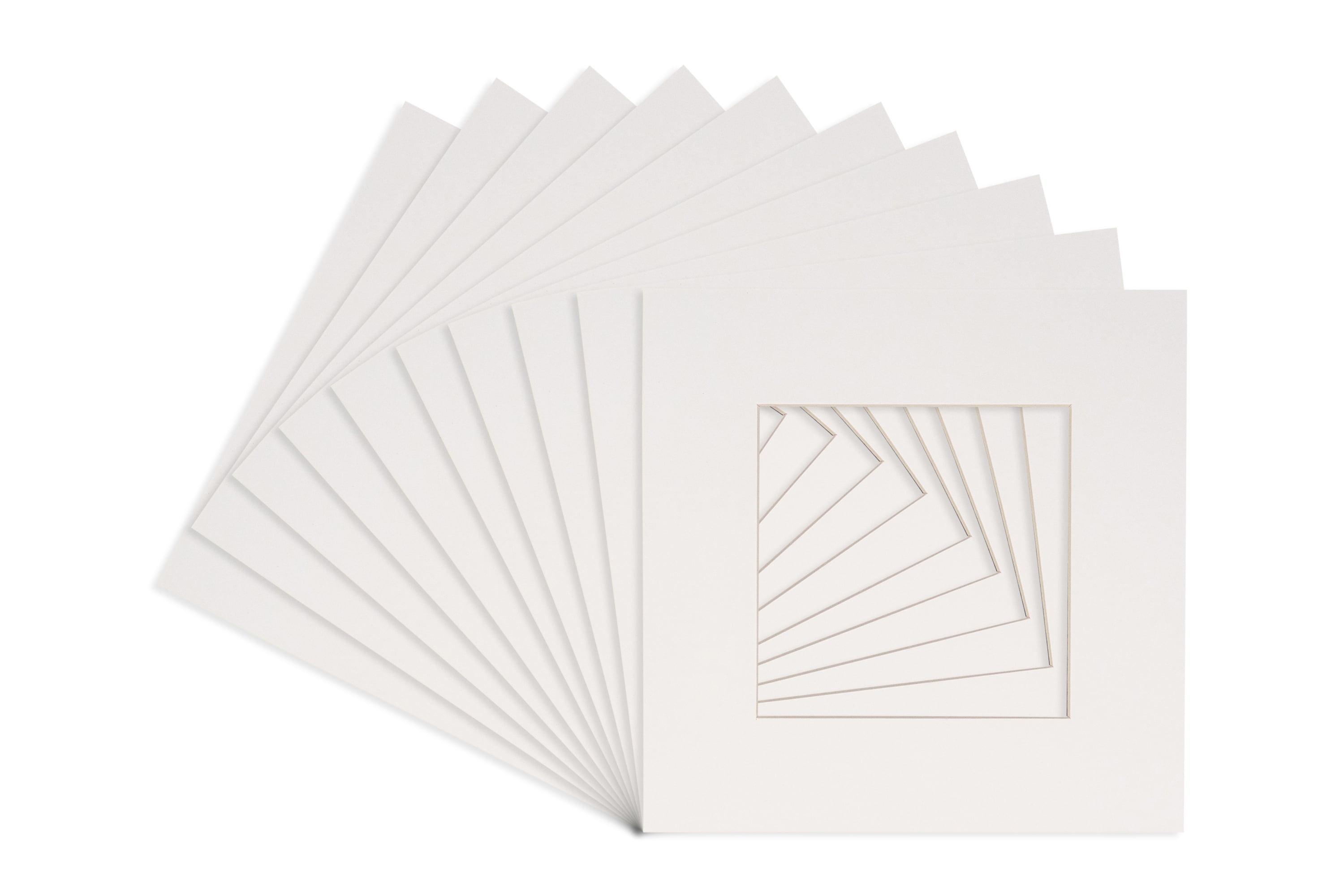 16x16 Smooth White Photo Mats with White Core for 8x8 Square Pictures ...