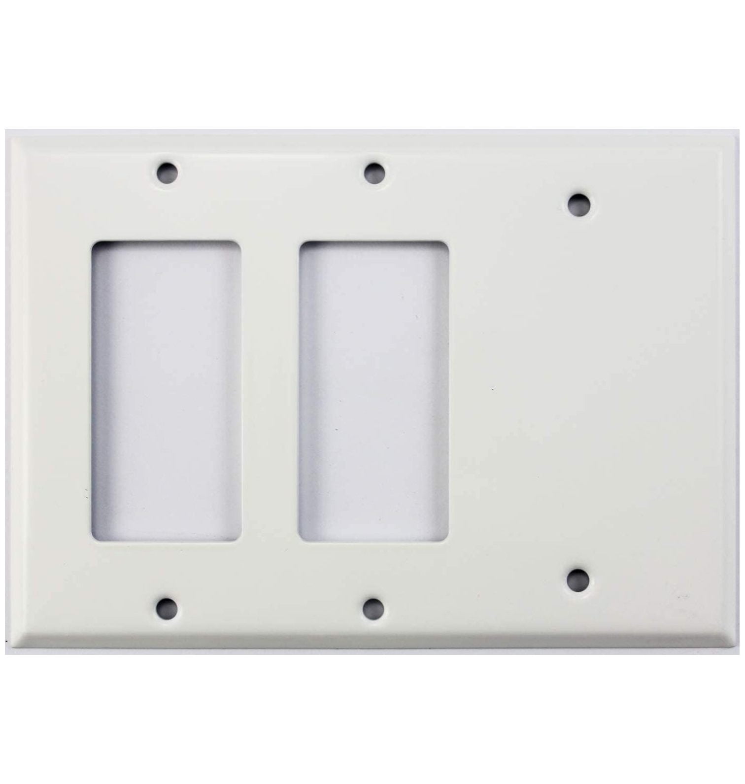 Smooth White 3 Gang Combo Wall Plate - 2 GFCI/Rocker Openings 1 Blank ...