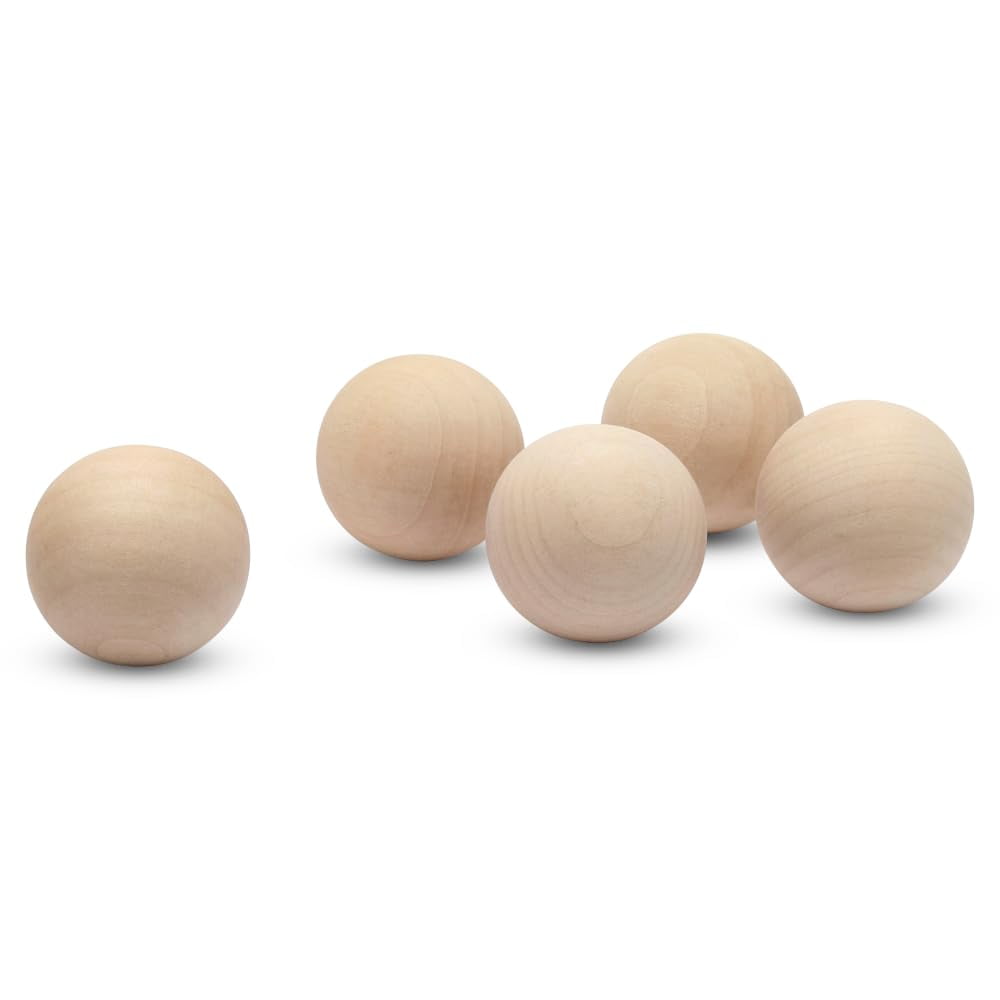 Smooth Wooden Craft Balls, 1-1/2 Inch Diameter Birch Spheres ...