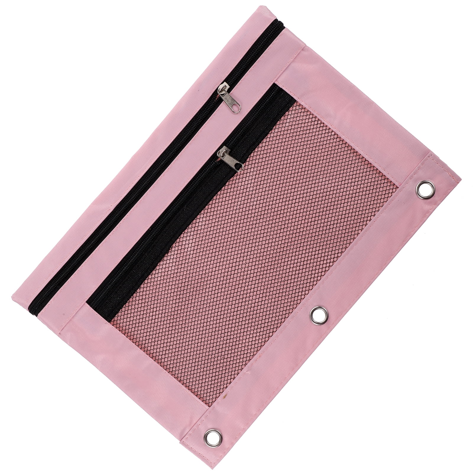 Smooth Zipper Pouch Mesh 3-hole Binder Pen Stationery Pencil Storage ...