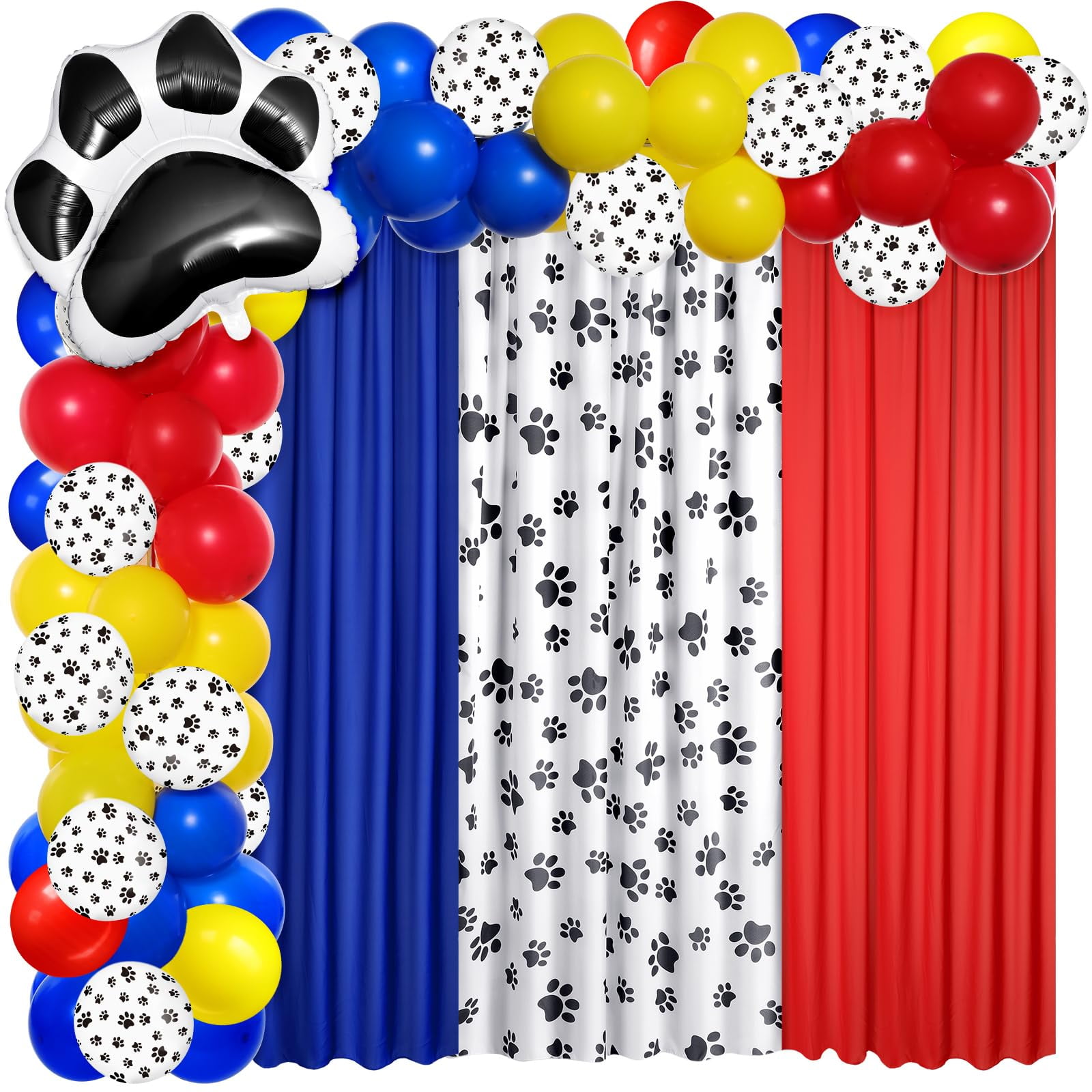 SmoothNovelty 57 Pcs Dog SSF20 Party Decorations, Paw Theme Curtains ...