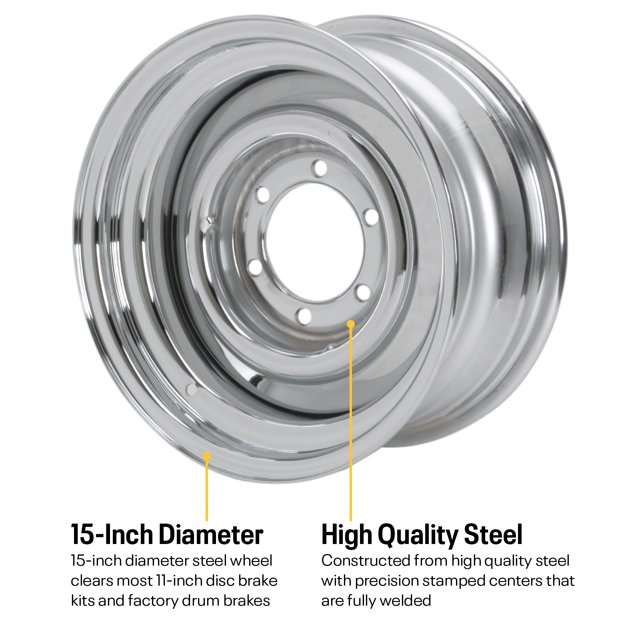 Smoothie 15x8 Raw Steel Wheel, 6 on 5.5 Inch, 4.25 BS - Walmart.com