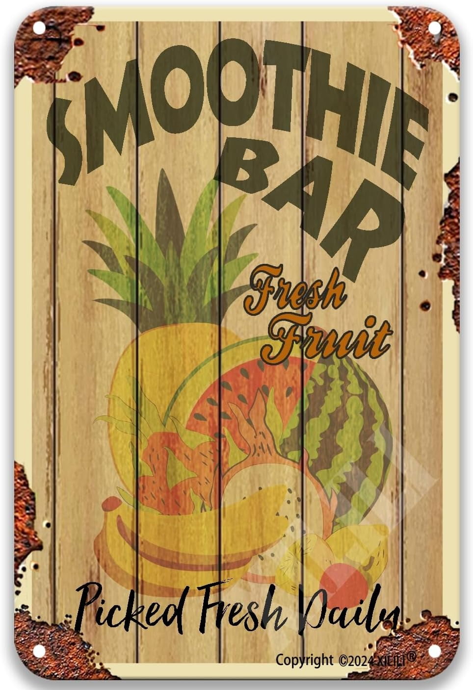 Smoothie Bar Fruit Picked Fresh Daily Vintage Metal Tin Sign Retro ...