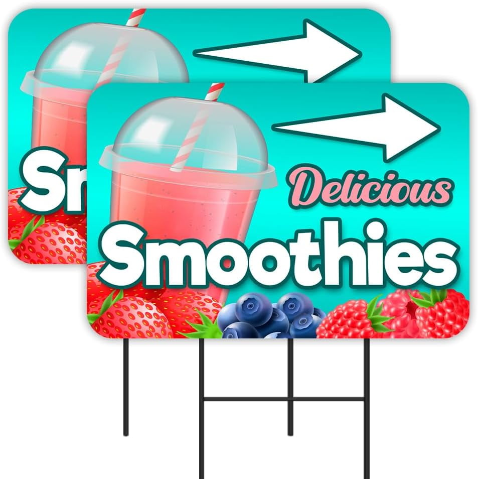 Smoothies 2 Pack Yard Signs 16" x 24" - Double-Sided Print, with Metal ...