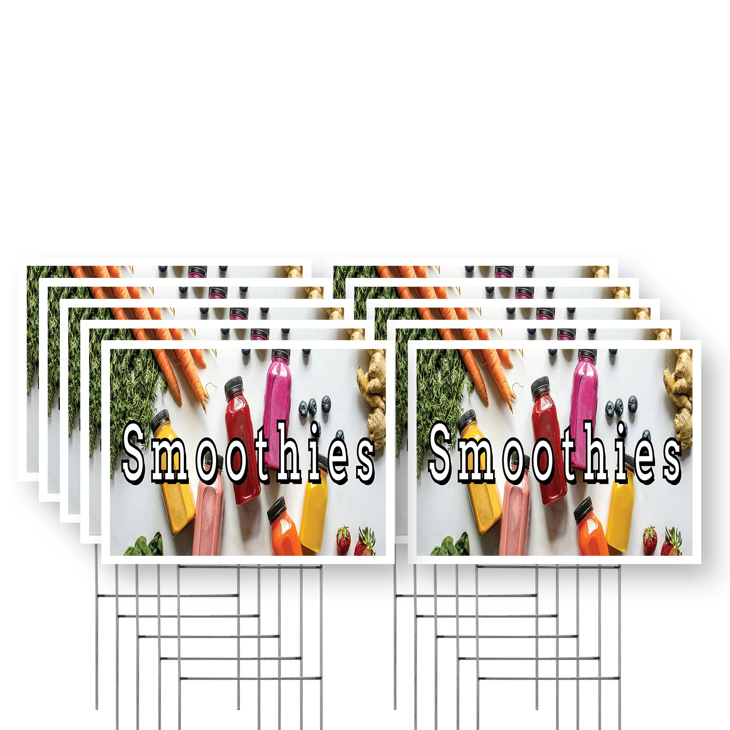 Smoothies Yard Sign 10 Pack of 12 Inch x 16 Inch Double Sided ...