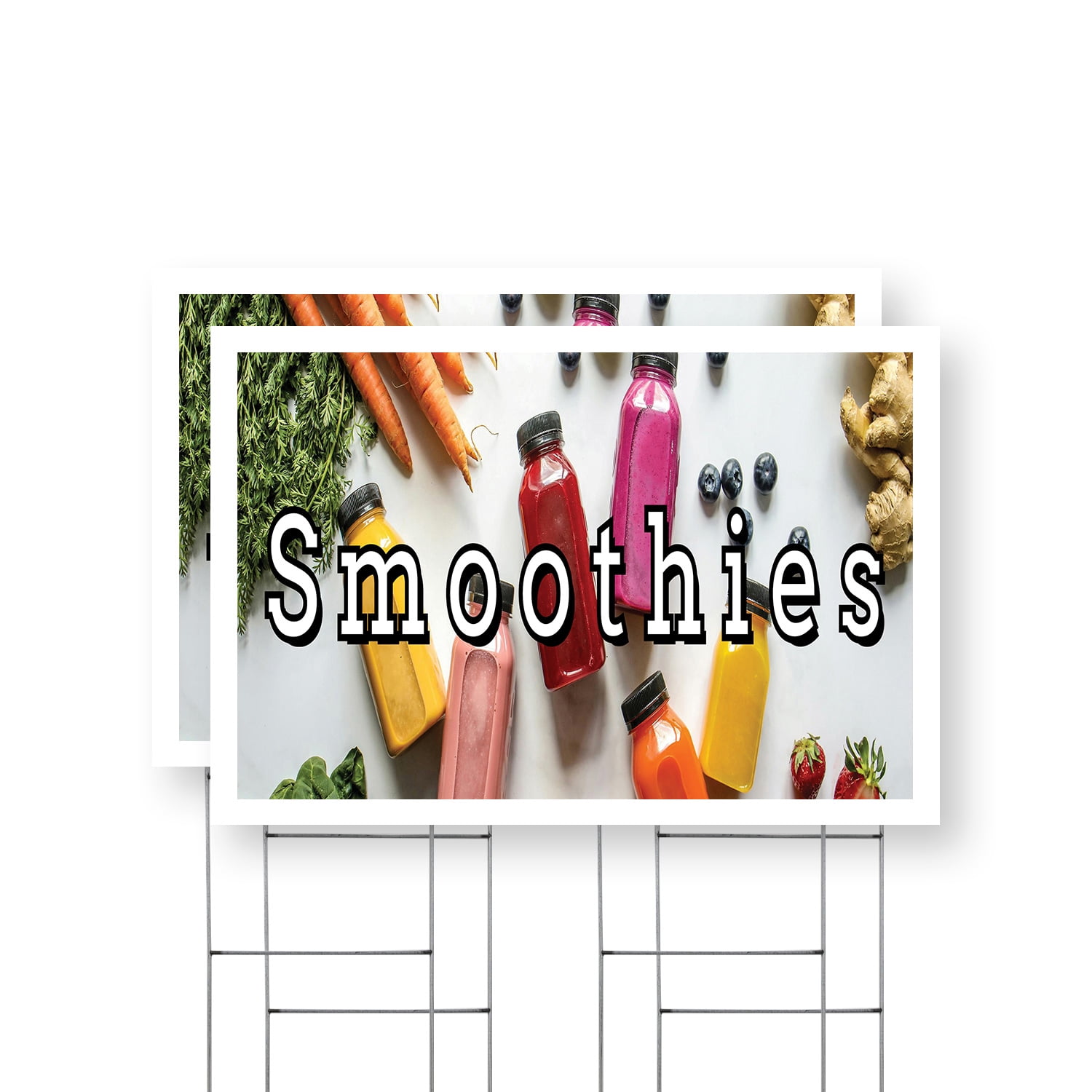 Smoothies Yard Sign 2 Pack of 24 Inch x 36 Inch Single Sided ...