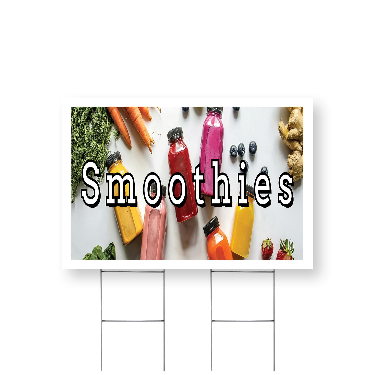Smoothies Yard Sign 24 Inch x 36 Inch Single Sided Weatherproof Heavy ...