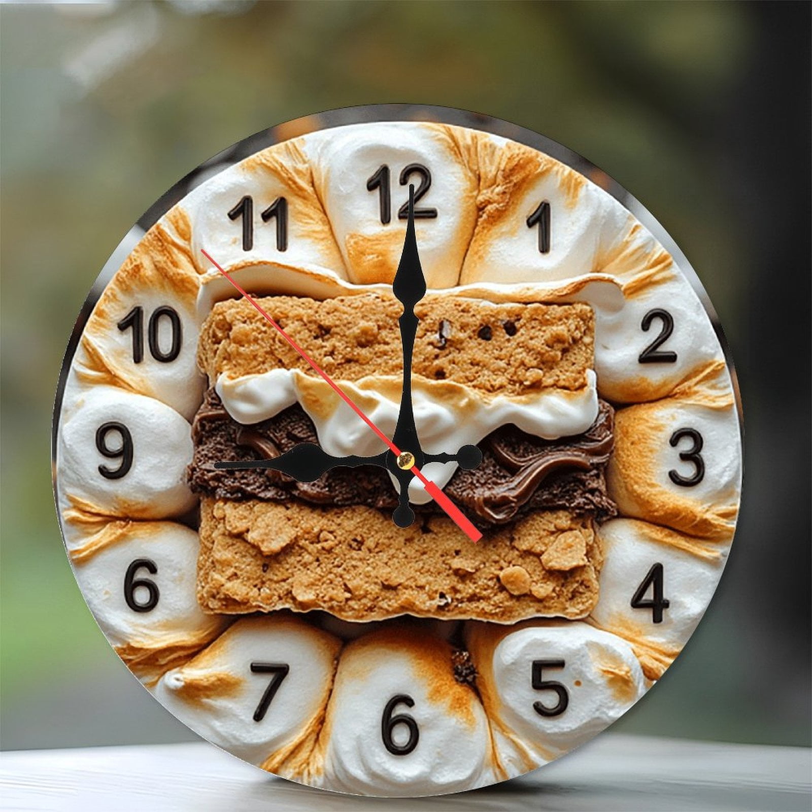 Smore Clock Cake Marshmallow Chocolate Graham Cracker 10-Inch Silent ...