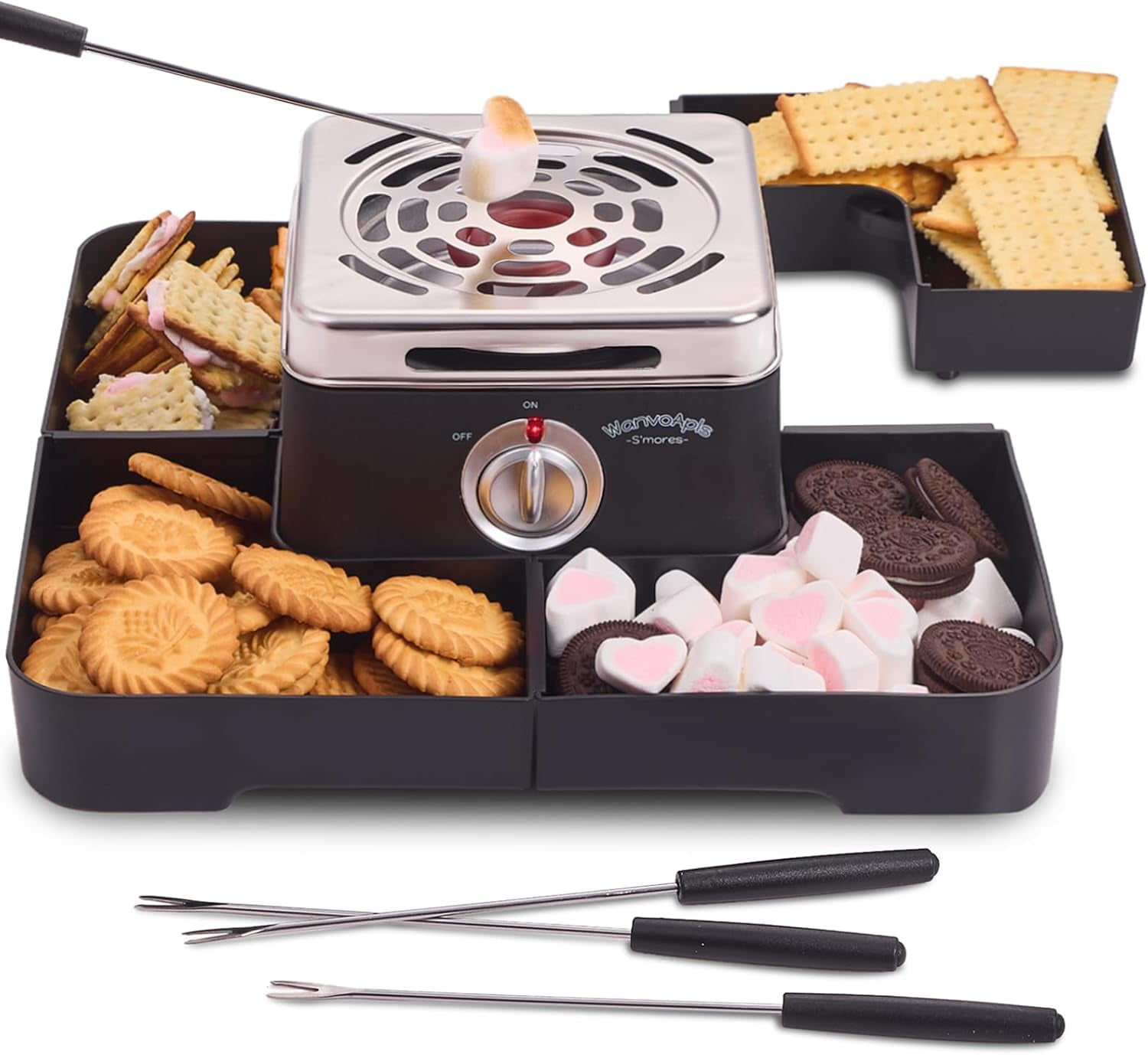 Smores Maker - Indoor Smores Kit with 4 Detachable Trays, 4 Stainless ...