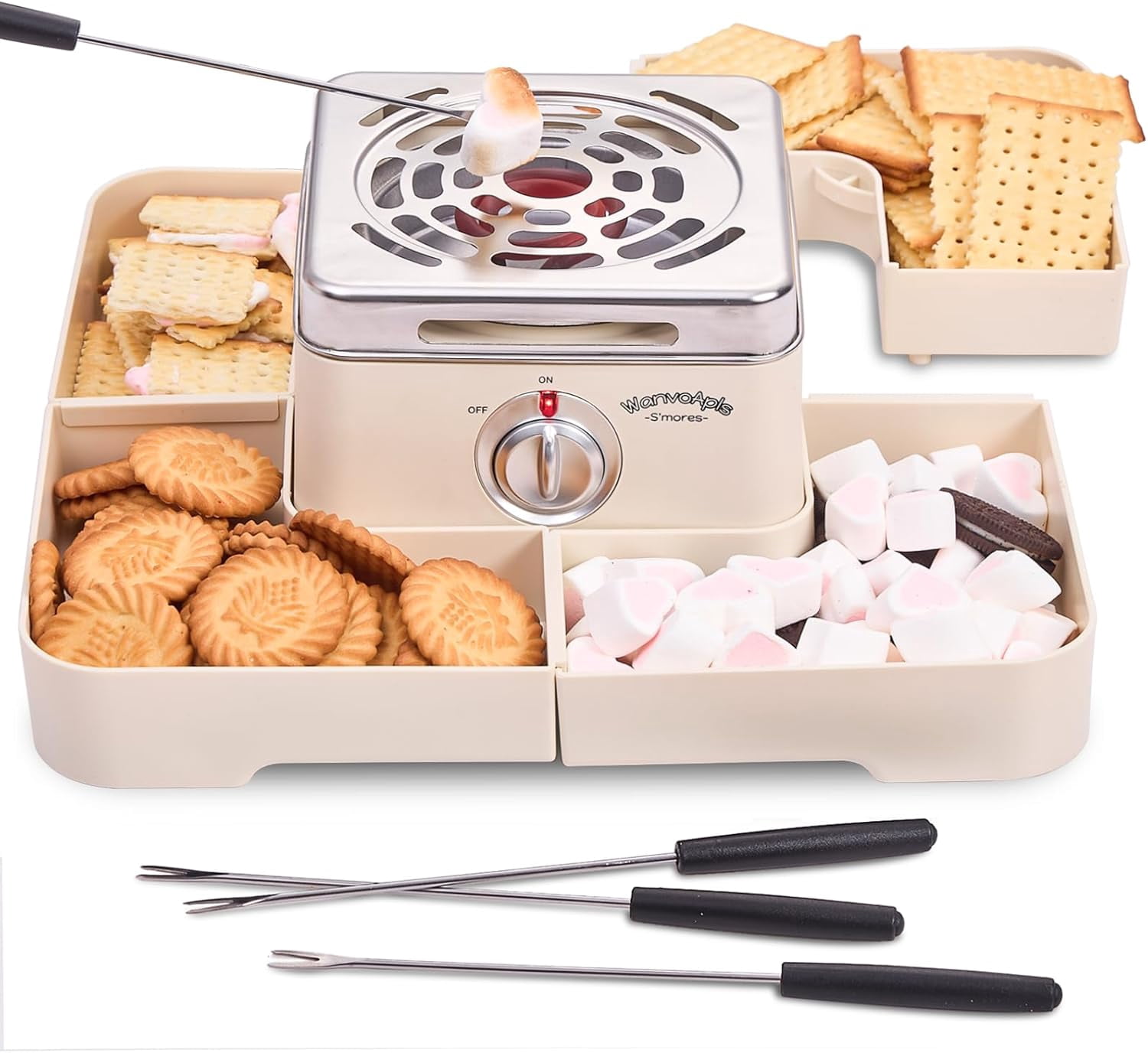 Smores Maker - Indoor Smores Kit with 4 Detachable Trays, 4 Stainless ...