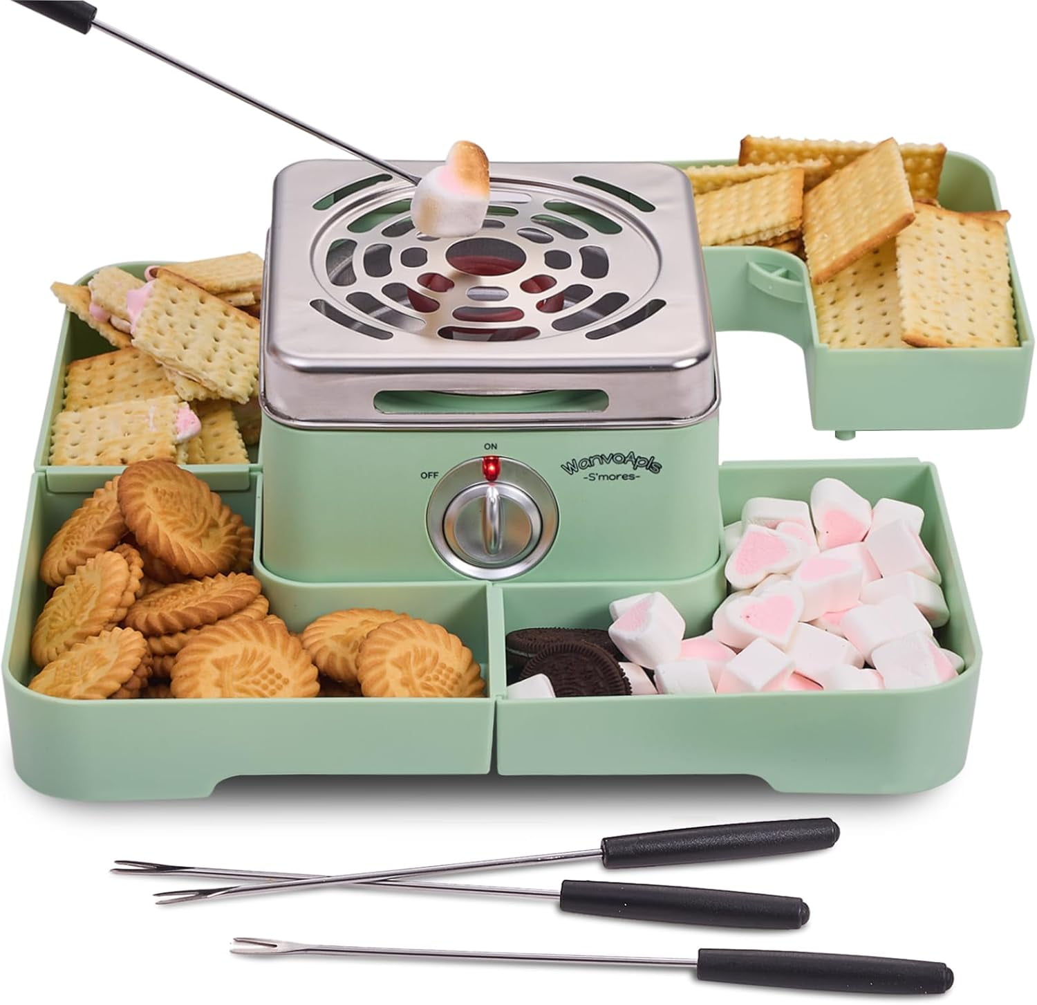 Smores Maker - Indoor Smores Kit with 4 Detachable Trays, 4 Stainless ...