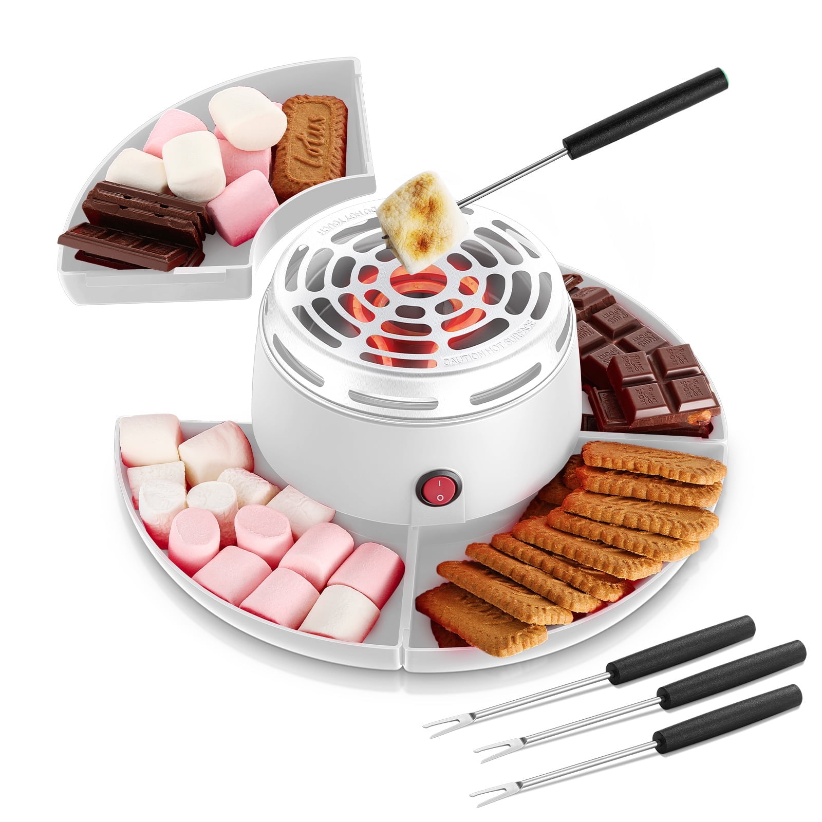 FOHERE Smores Maker Tabletop Indoor , with 4 Detachable Trays & 4 ...
