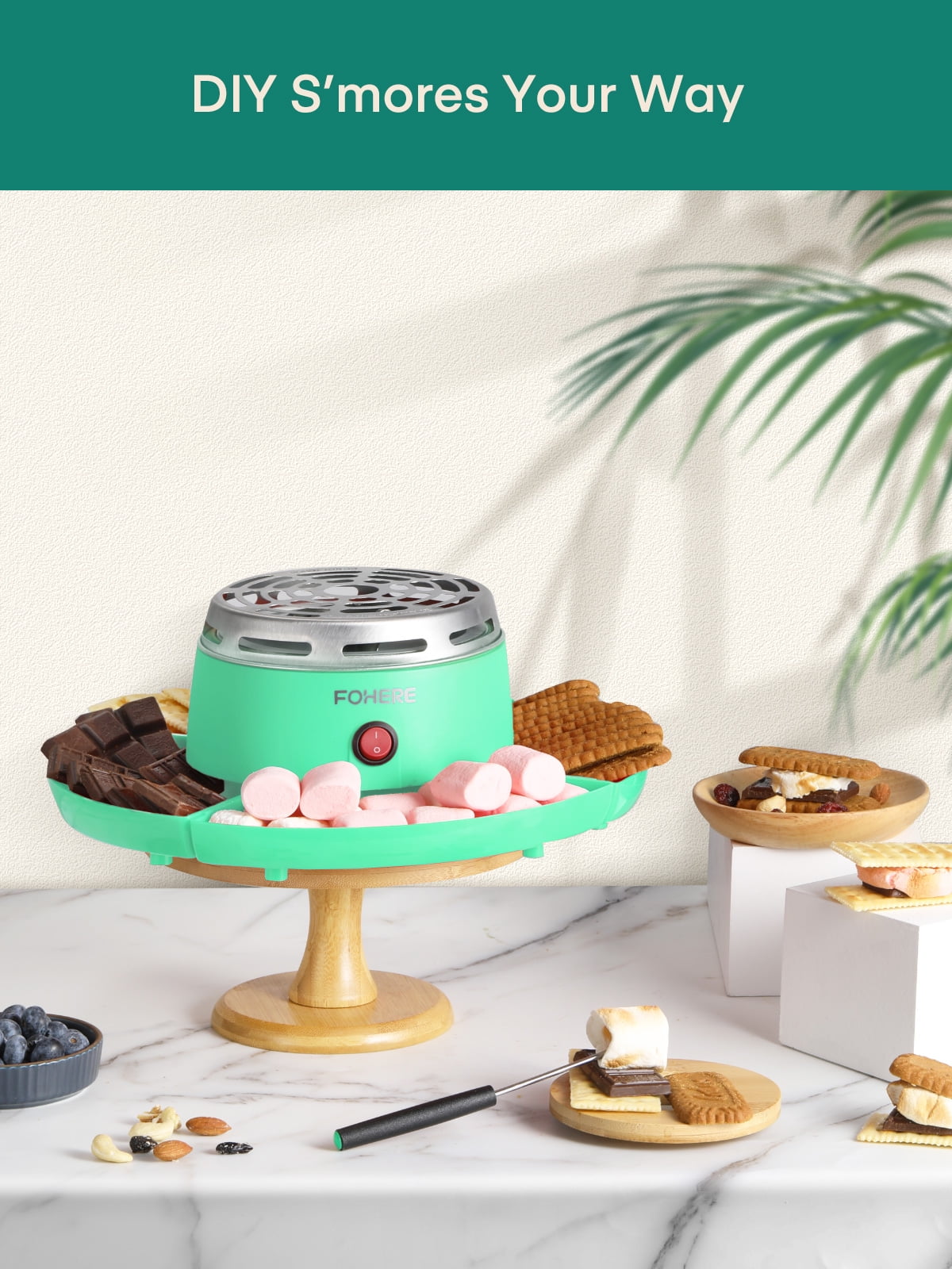 Smores Maker Tabletop Indoor with 4 Detachable Trays & 4 Roasting Forks ...