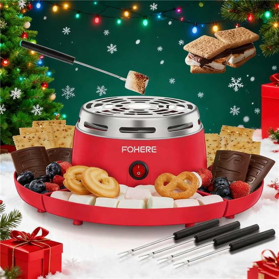 FOHERE Smores Maker Tabletop, Indoor Electric Smores Maker with Fondue ...