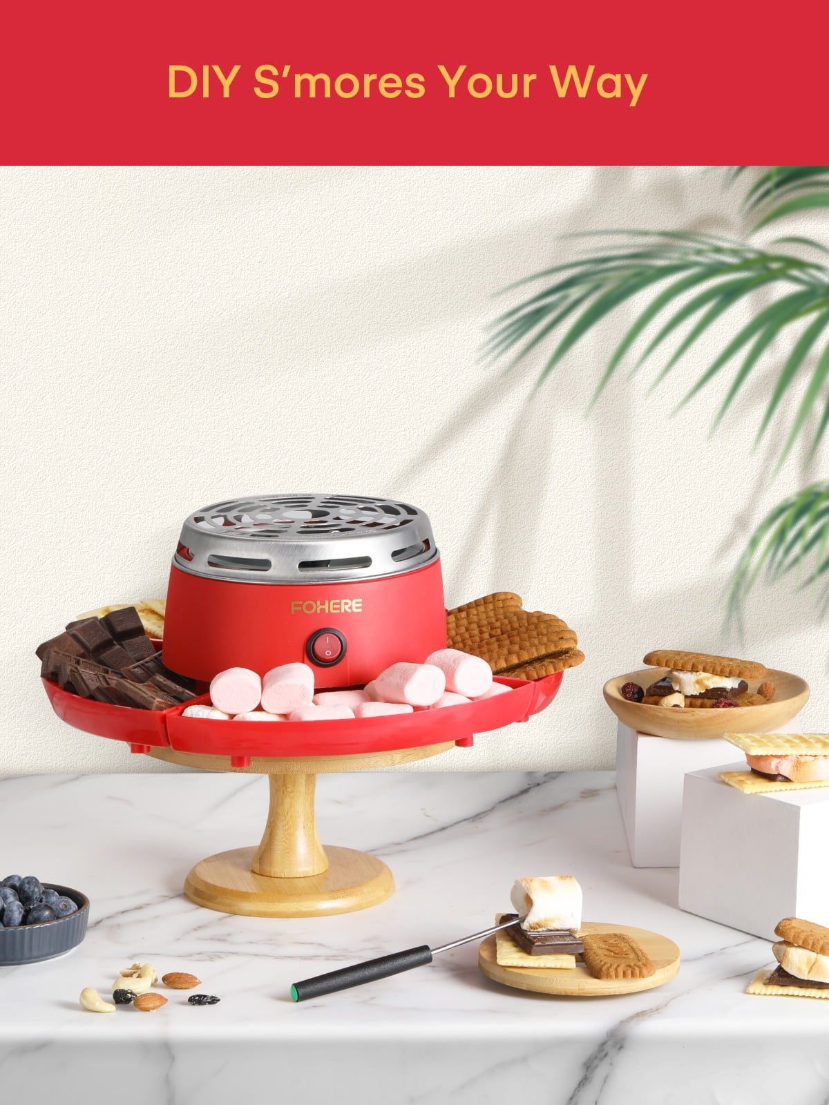 FOHERE Smores Maker Tabletop, Indoor Electric Smores Maker with Fondue ...