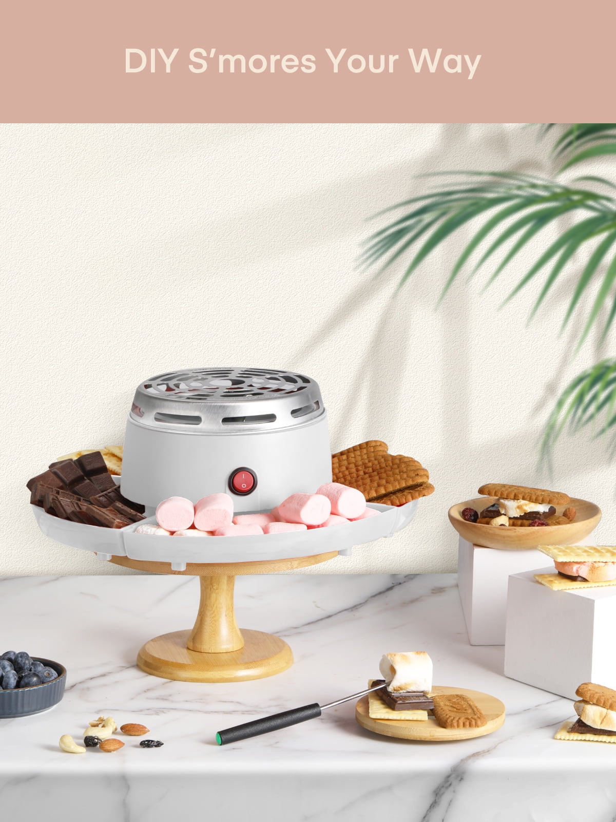 Smores Maker Tabletop Indoor with 4 Detachable Trays & 4 Roasting Forks ...