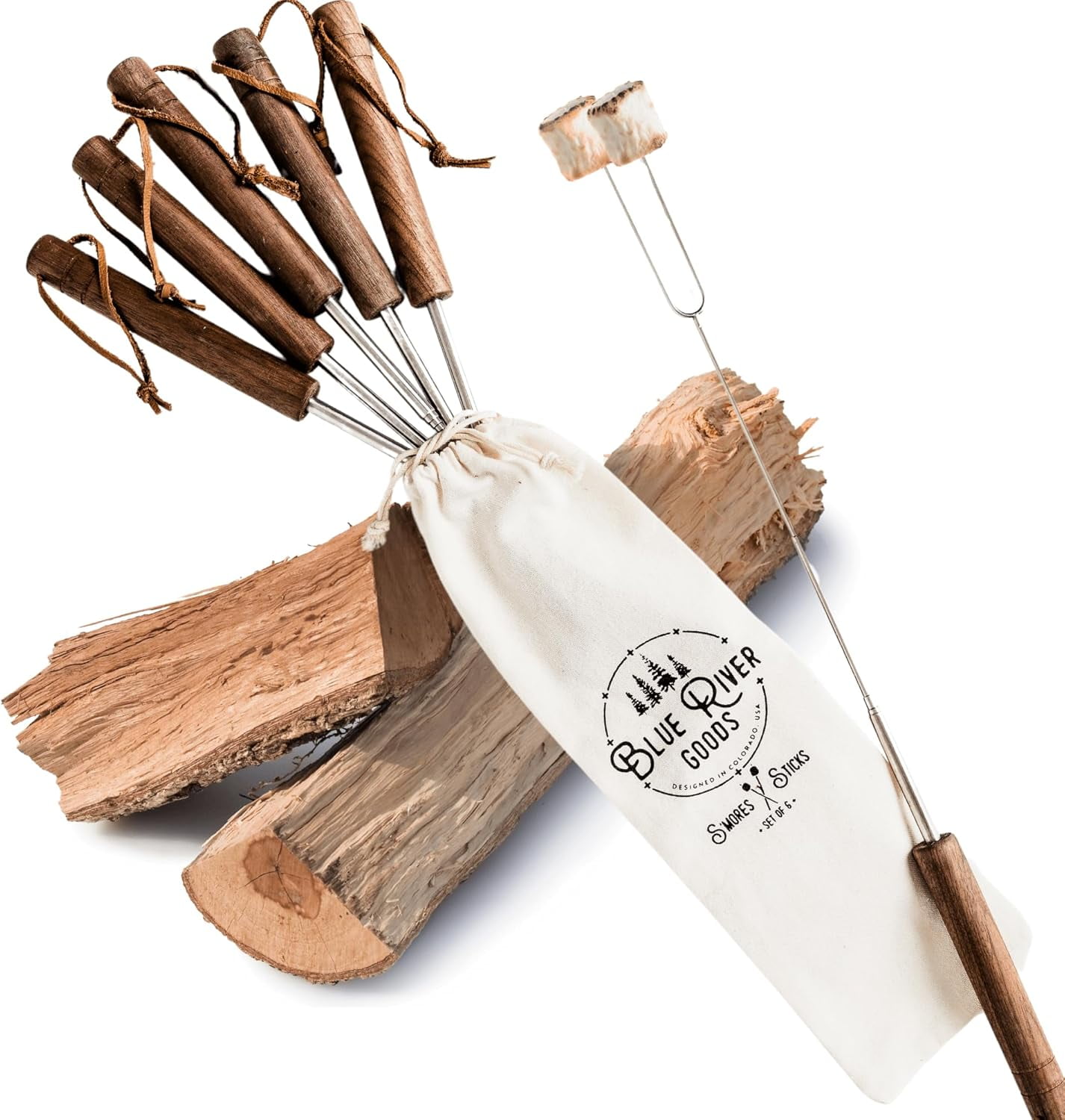 Smores Sticks | Set of 6 Marshmallow Roasting Extendable Stainless ...