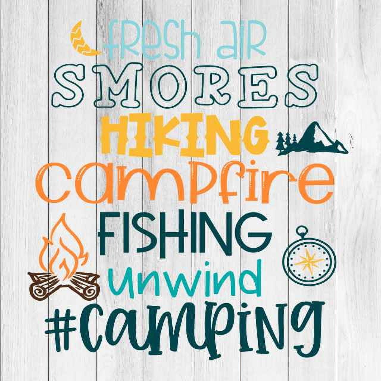 Smores, hiking, campfire fishing #camping Rustic Farmhouse Style White ...