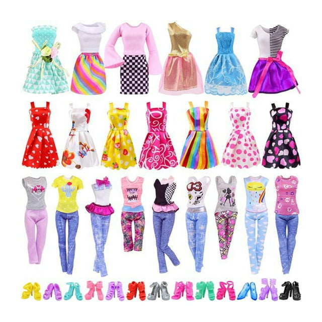 Smrinog 30Pcs Girls Doll Clothes Set, 5 Tops and Pants, 10 Mini Fairy ...