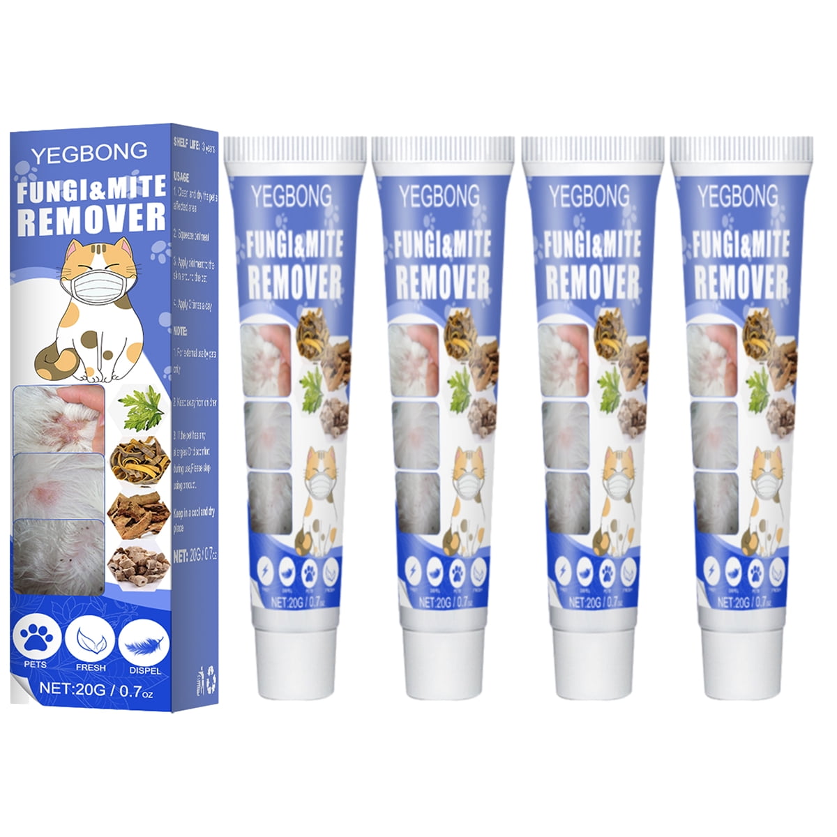 Smrinog 4Pcs Pet Skin Cream, Anti-Itch, Ringworm & Mites Treatment ...