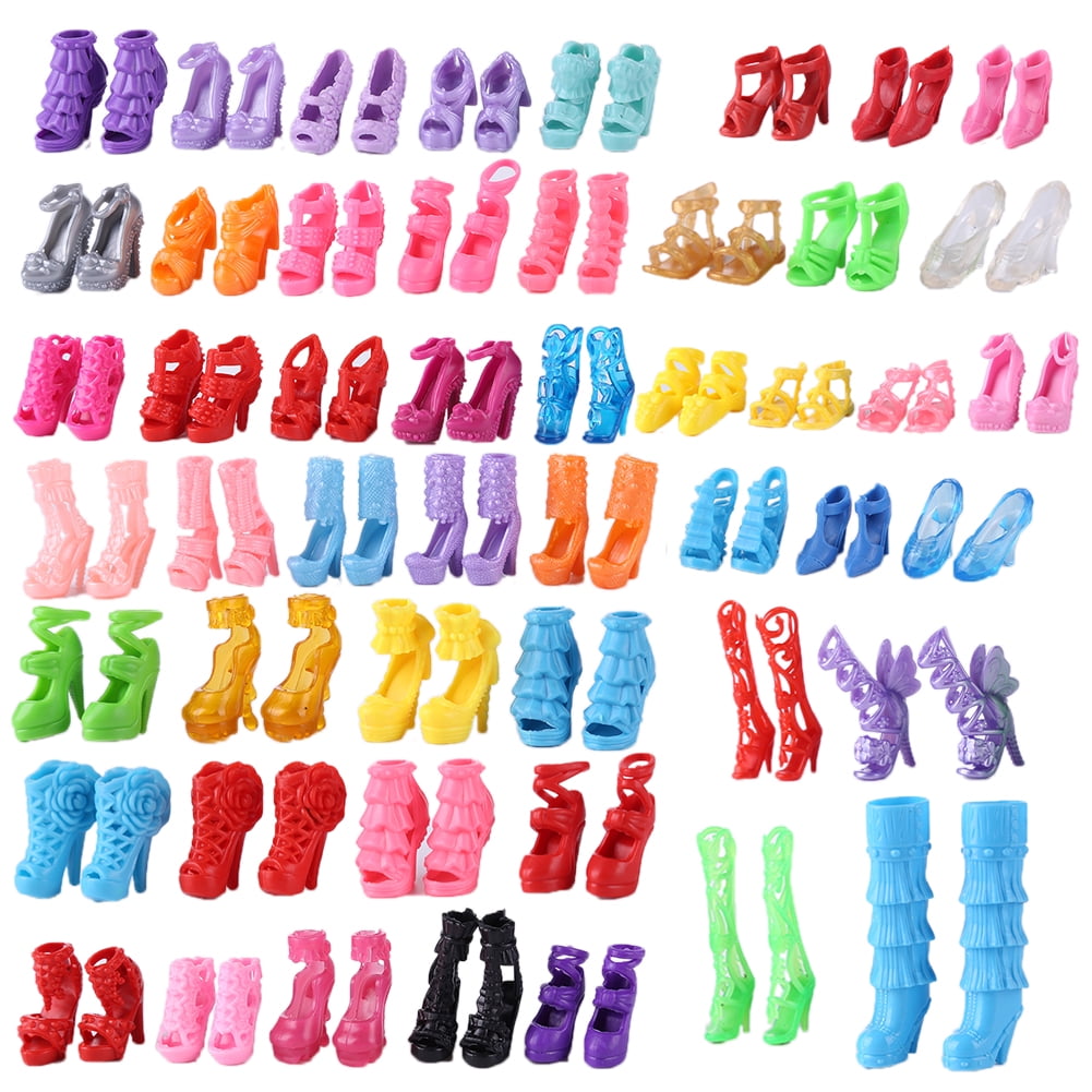 Smrinog 50pcs Doll Decorative Shoes Mini Plastic Doll High-Heeled Shoes ...