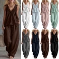 Smsaxvxz Summer Two Piece Sets for Women Casual Loose Ruffle Pleated V ...