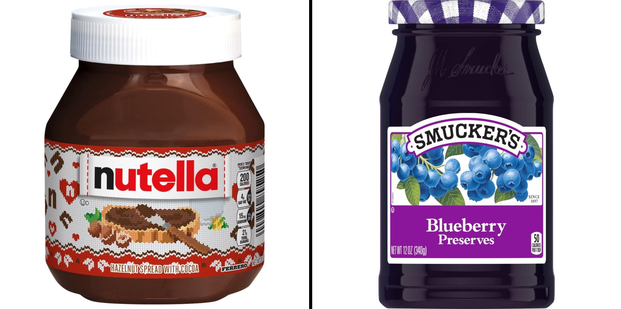 Smucker's Blueberry Preserves, 12 Ounces & Nutella Hazelnut Spread With ...