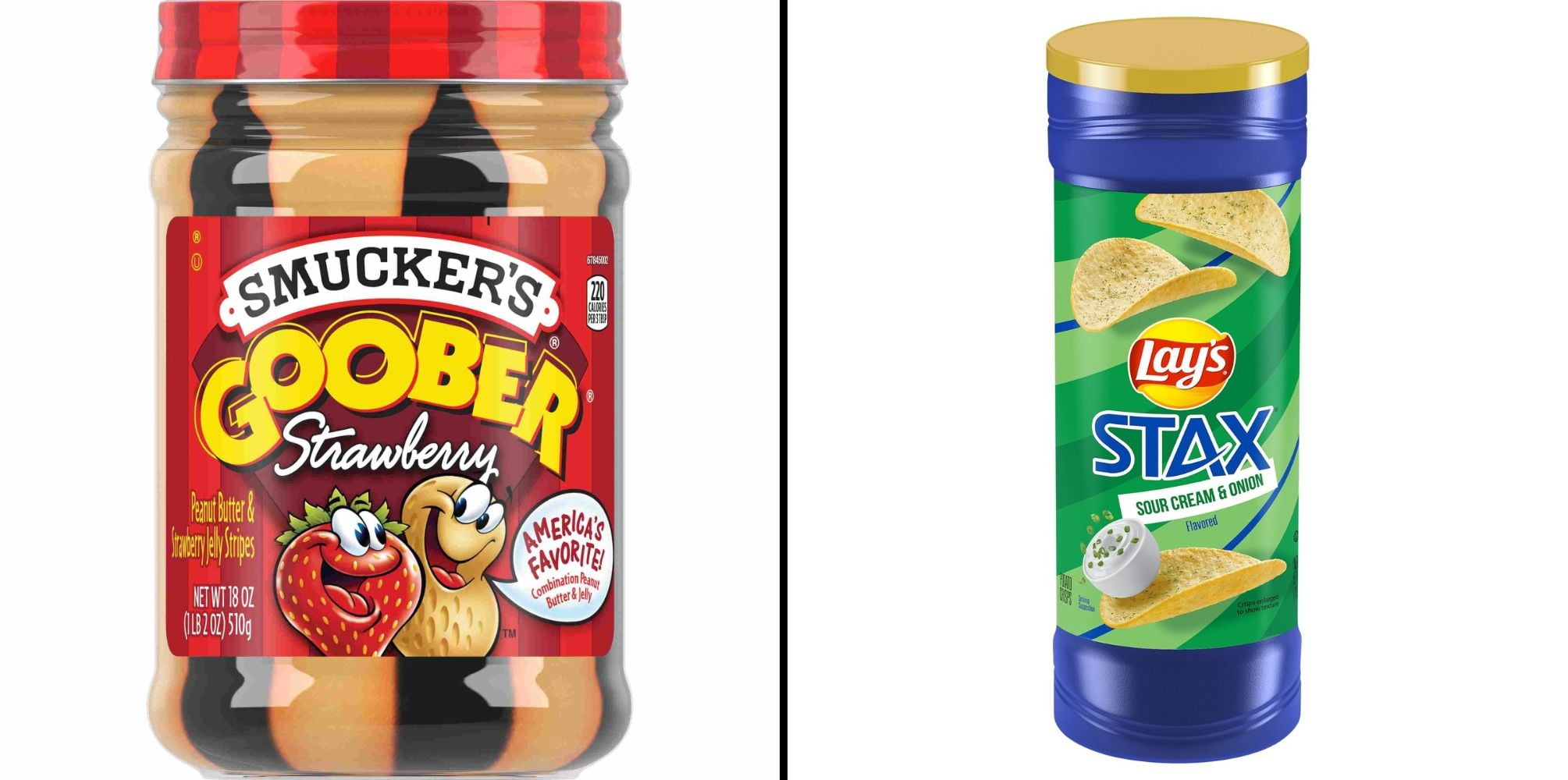 Smucker's Goober Peanut Butter and Strawberry 18 Oz & Lay's Stax Sour ...
