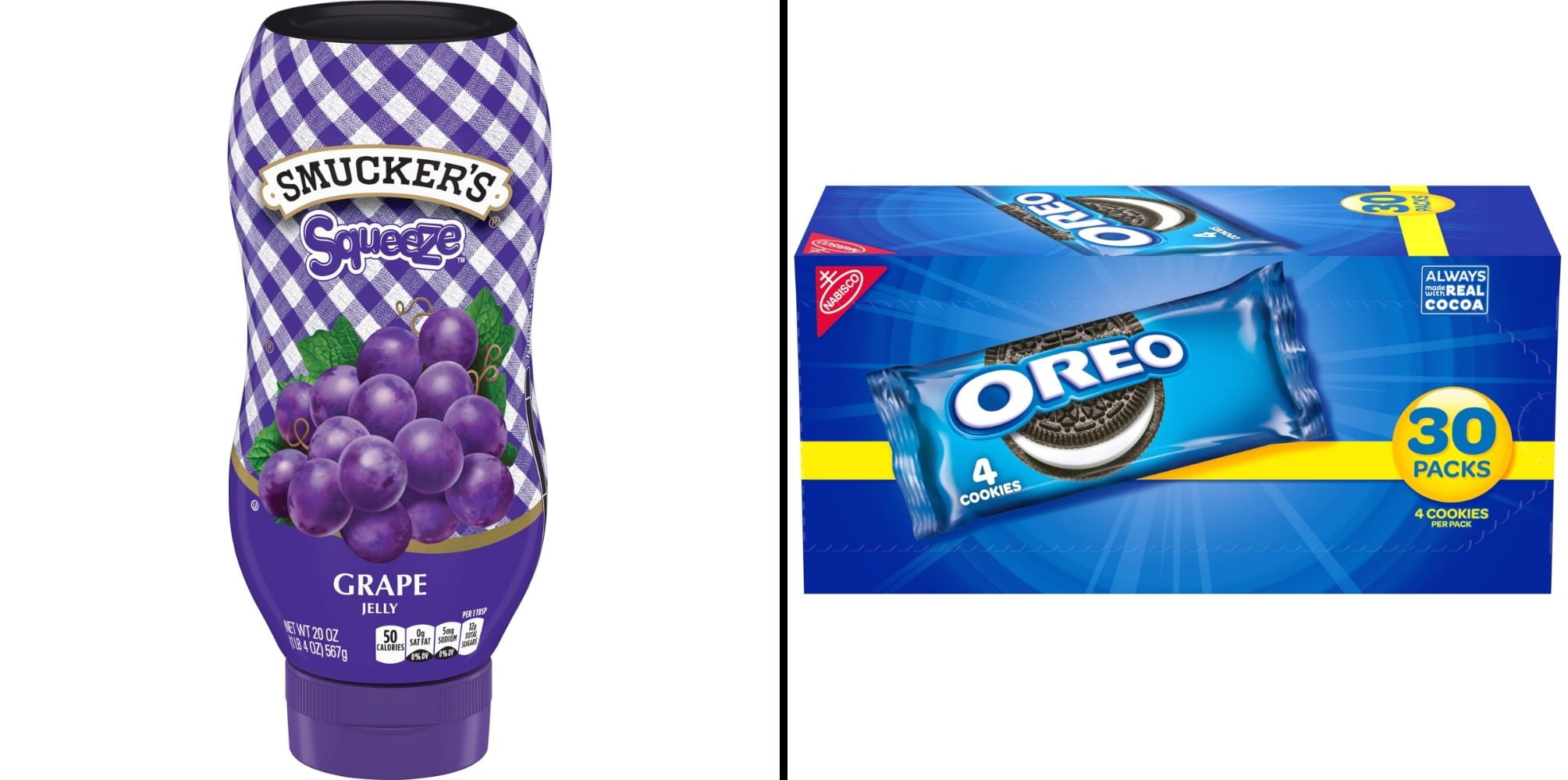 Smucker's Grape Squeezable Fruit Spread, 20 Oz & OREO Chocolate ...