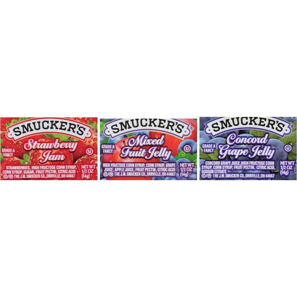 Smucker's Assorted Jam Packs: Strawberry, Grape Jelly, Individual ...