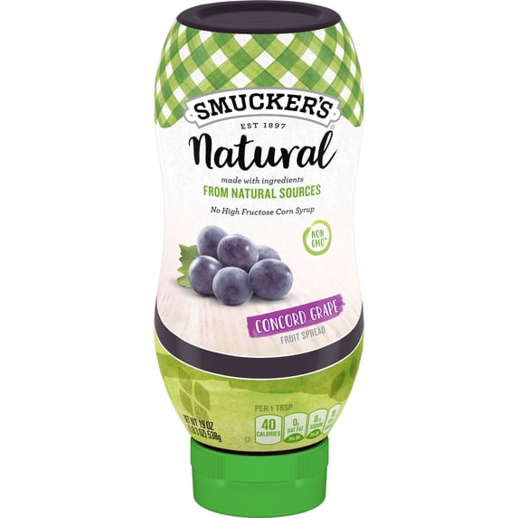 Smucker's Natural Concord Grape Squeeze Fruit Spread, Non-GMO, 19 ...