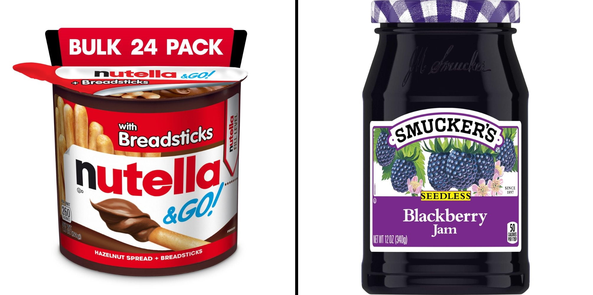 Smucker's Seedless Blackberry Jam, 12 Ounces & Nutella Hazelnut and ...