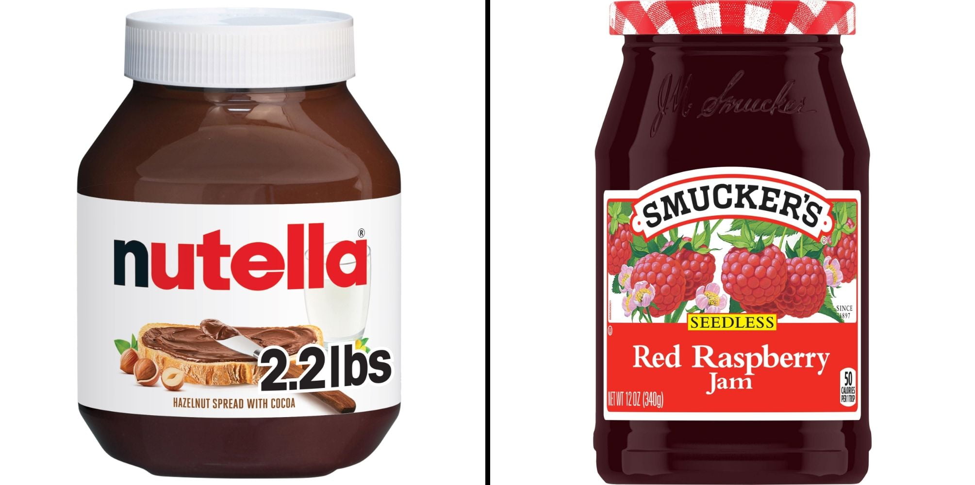 Smucker's Seedless Red Raspberry Jam, 12 Ounces & Nutella Hazelnut ...
