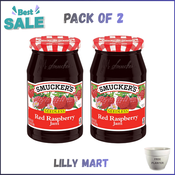 Smucker's Seedless Red Raspberry Jam, 18 oz pack of 2 - Walmart.com