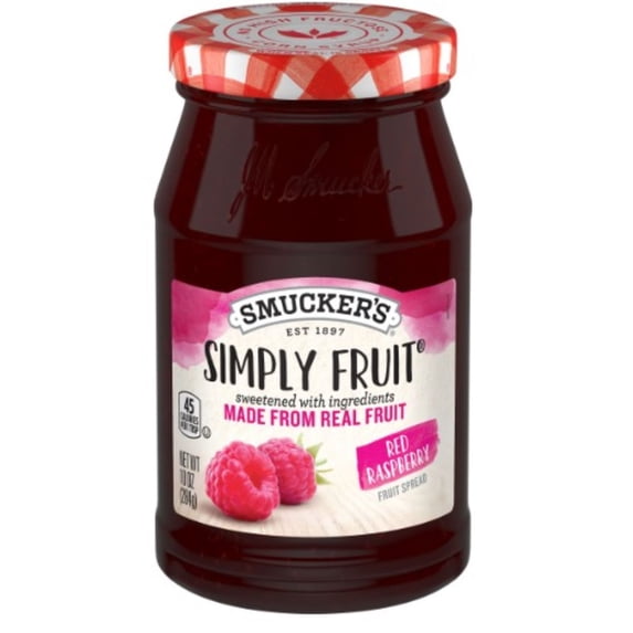 Smucker's Simply Fruit Spreadable Red Raspberry 10 oz (Pack of 10 ...
