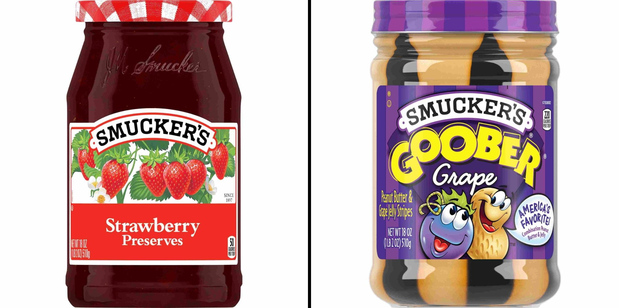 Smucker's Strawberry Preserves 18 oz & Smucker's Goober Peanut Butter ...