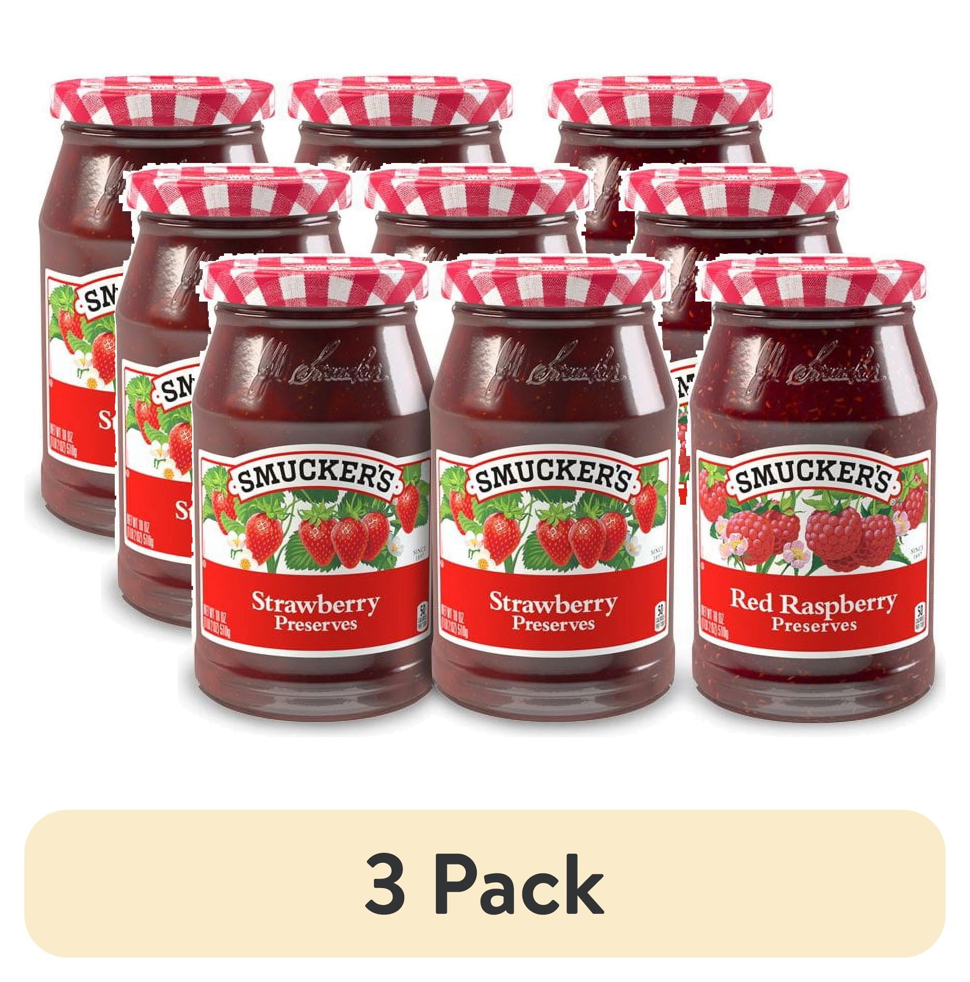 (3 pack) Smucker's Strawberry and Red Raspberry Preserves Variety Pack ...