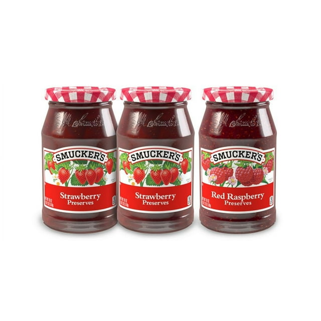 Smucker's Strawberry and Red Raspberry Preserves Variety Pack, 18 ...