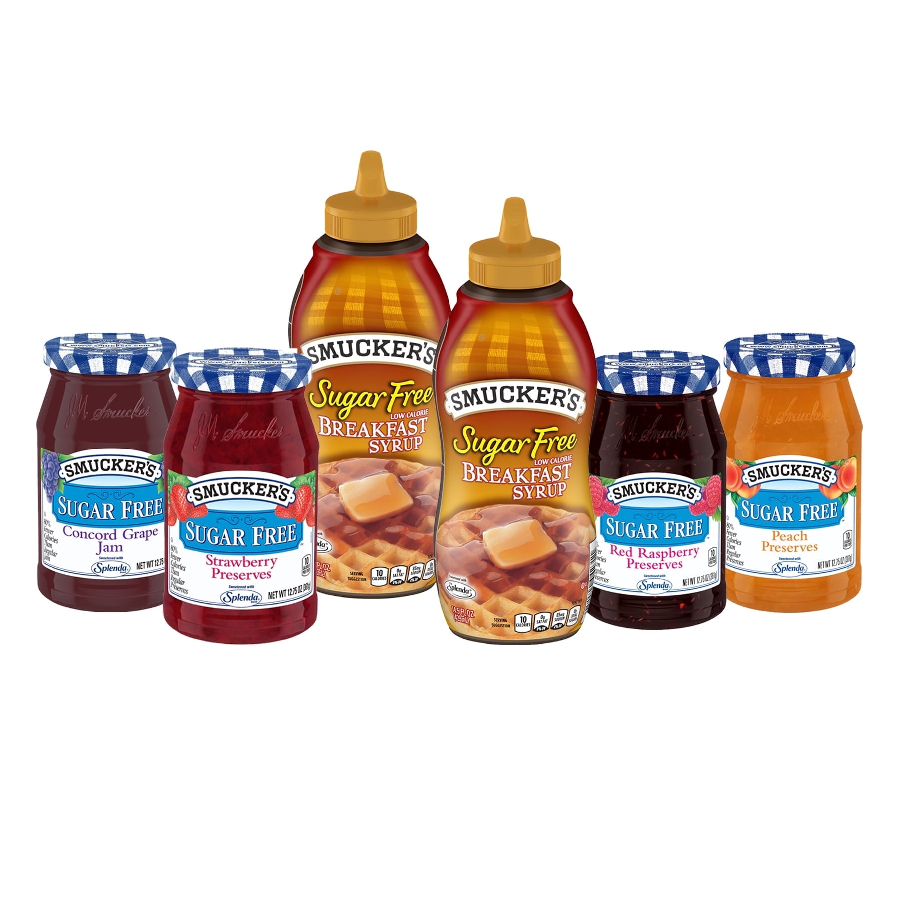 (6 Pack) Smucker's Sugar-Free Preserves, Jam & Syrup, Variety Pack ...
