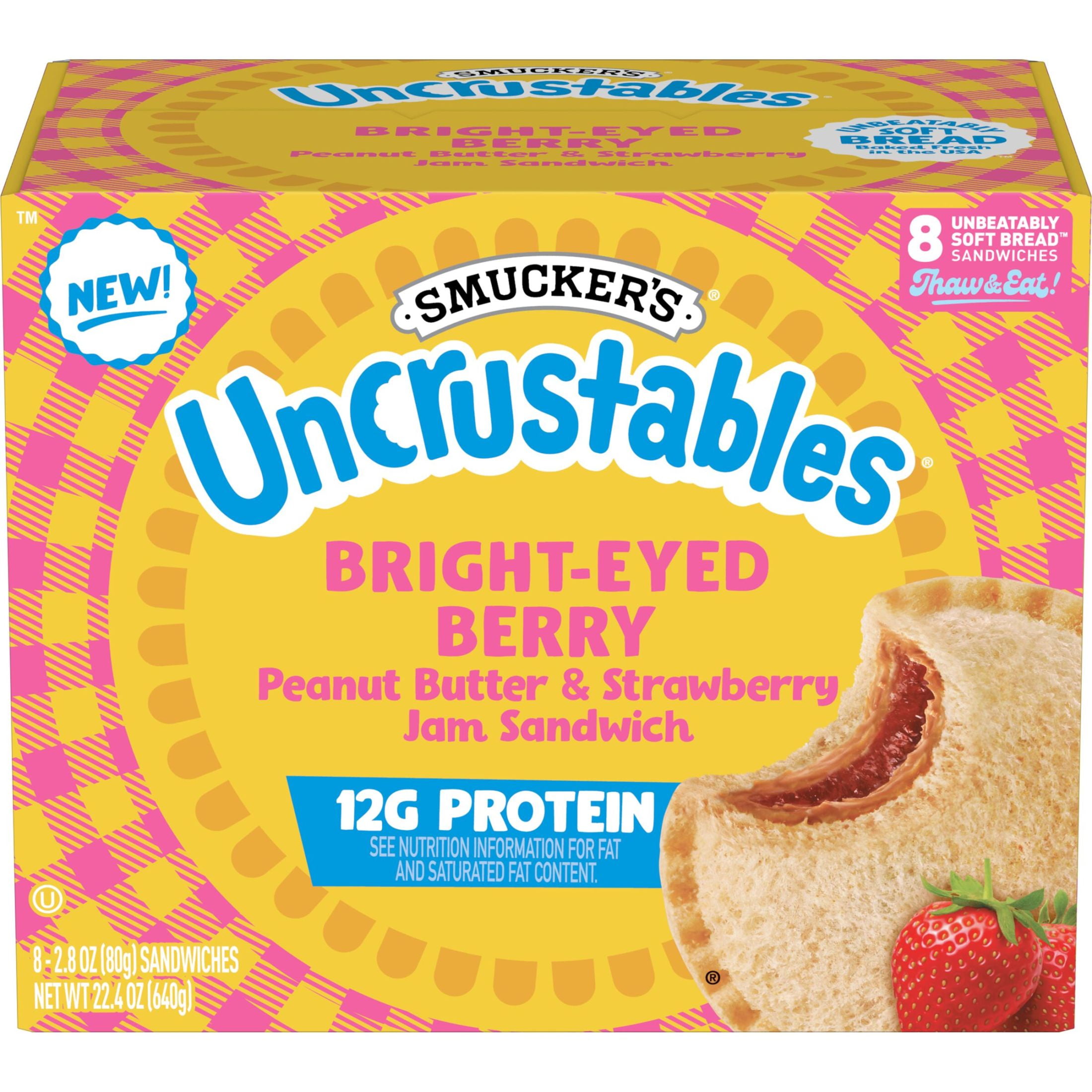 Smucker’s Uncrustables Bright-Eyed Berry Morning Protein Snacks, Peanut ...