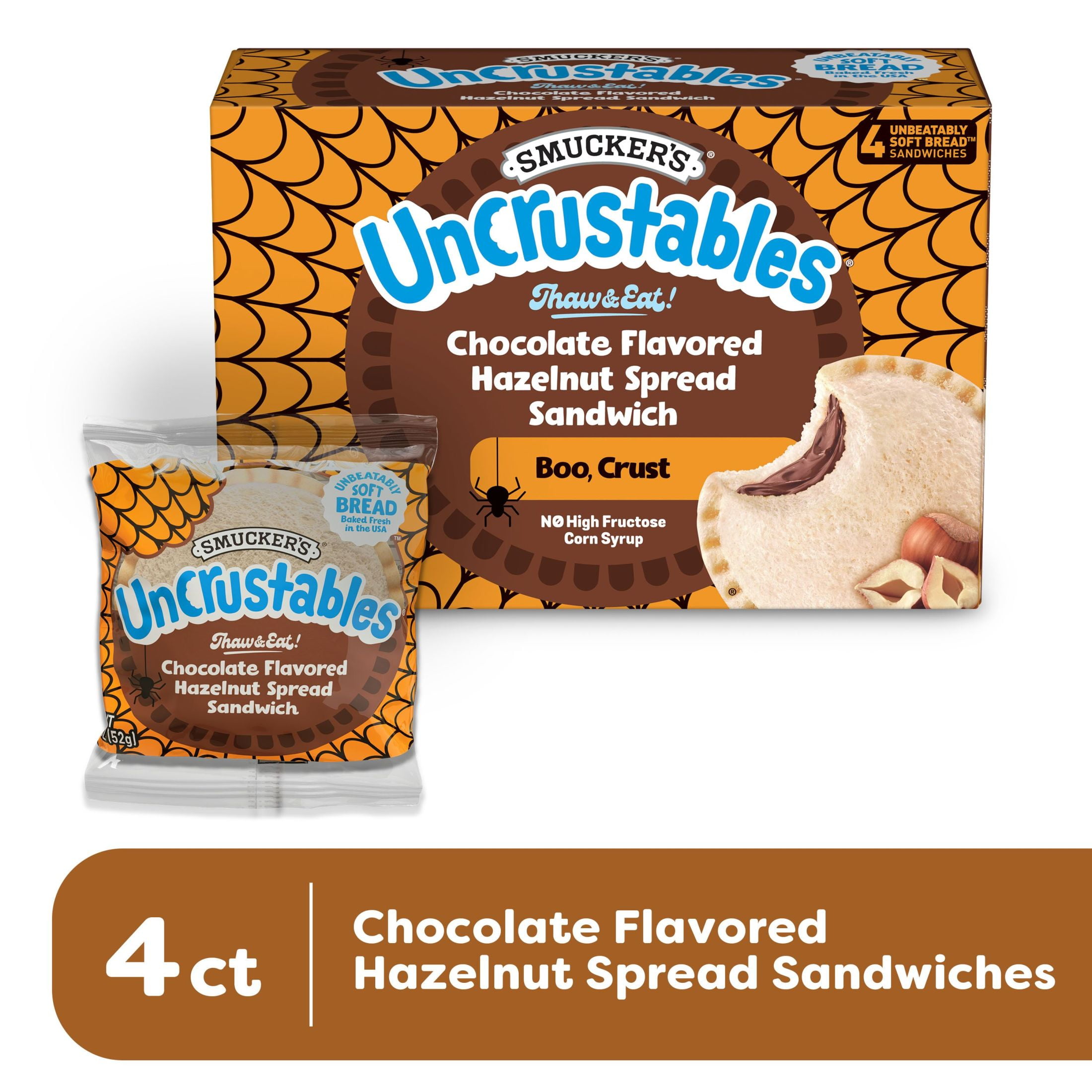 Smucker's Uncrustables Chocolate Flavored Hazelnut Spread Sandwiches, 1 ...