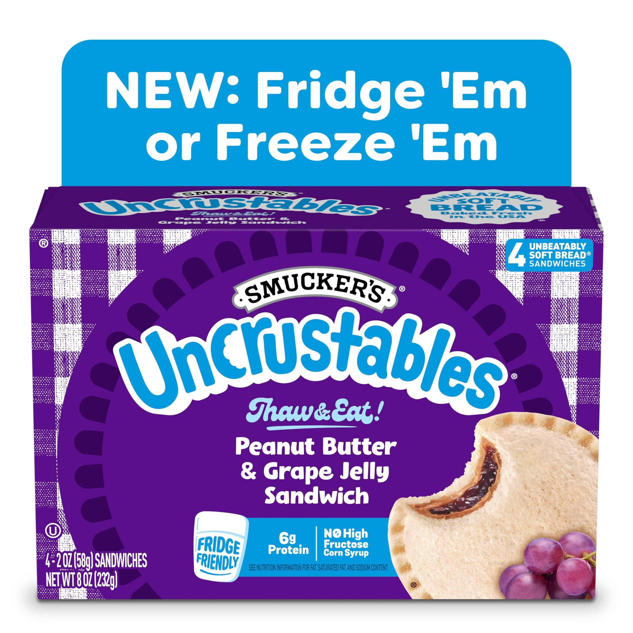 Smucker’s Uncrustables Peanut Butter & Grape Jelly Sandwiches, 4 Count ...